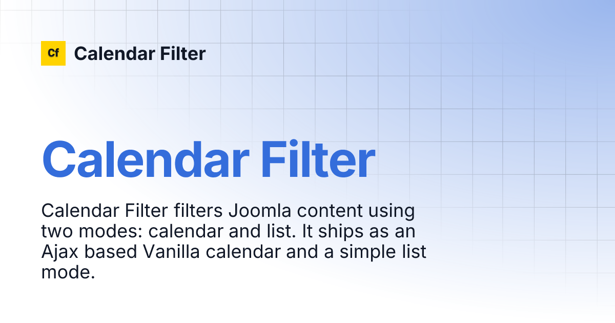 Calendar Filter