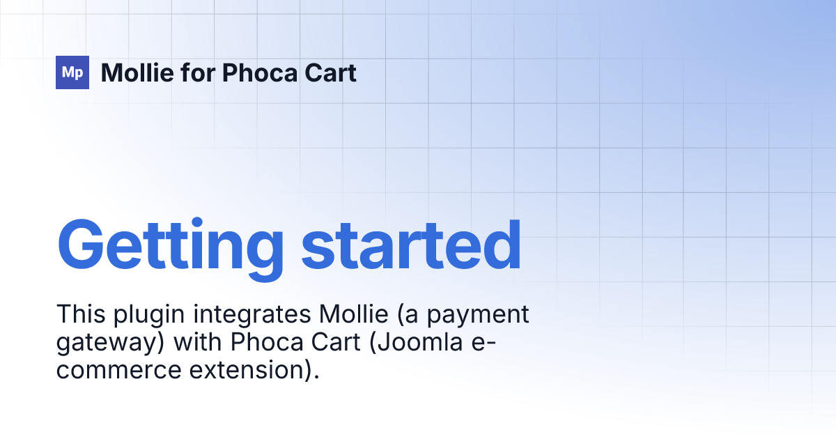 Getting started | Mollie for Phoca Cart