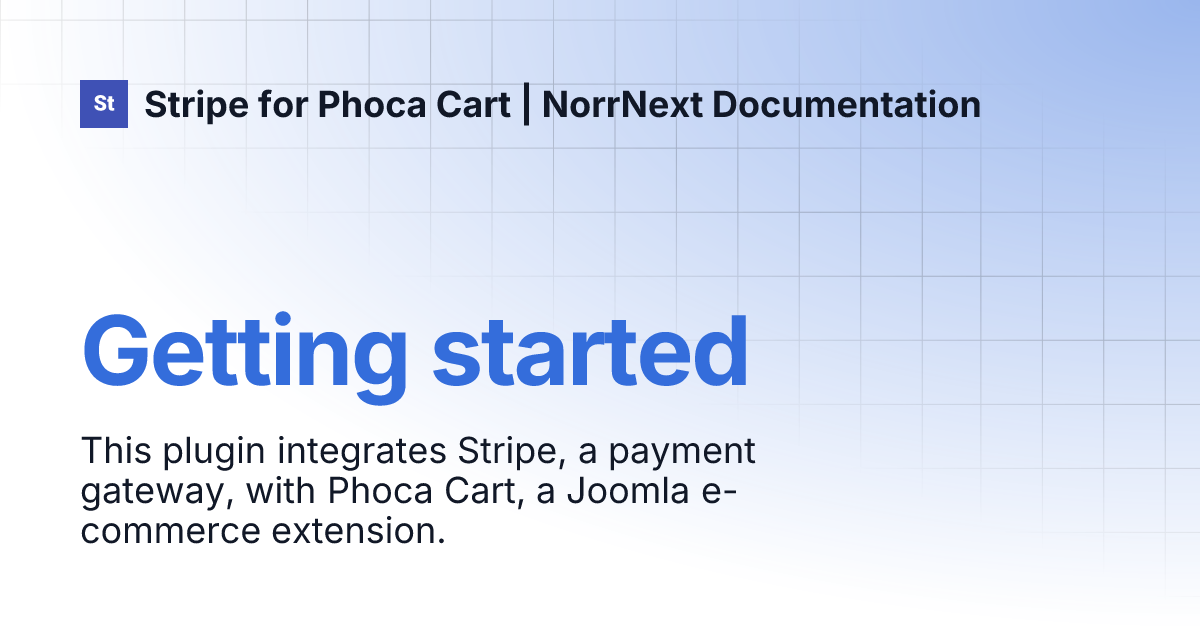 Getting started | Stripe for Phoca Cart | NorrNext Documentation